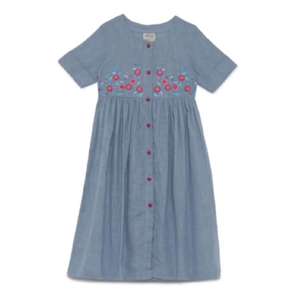 Utsa kids | Dresses | Utsa Kids By Westside Blue Floral Embroidered ...